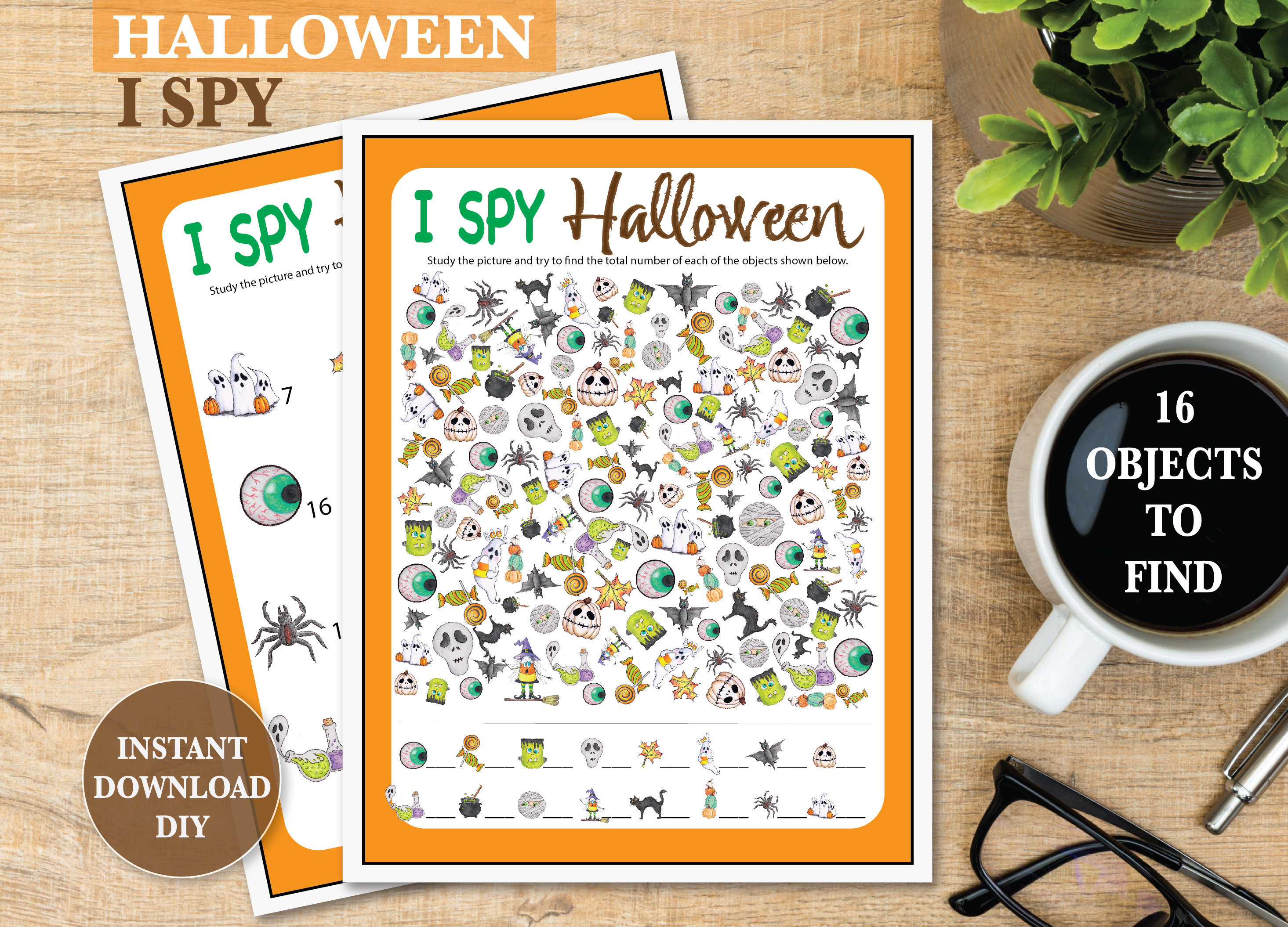 I SPY Halloween Printable Puzzle Game Activity Look and Find for Kids ...