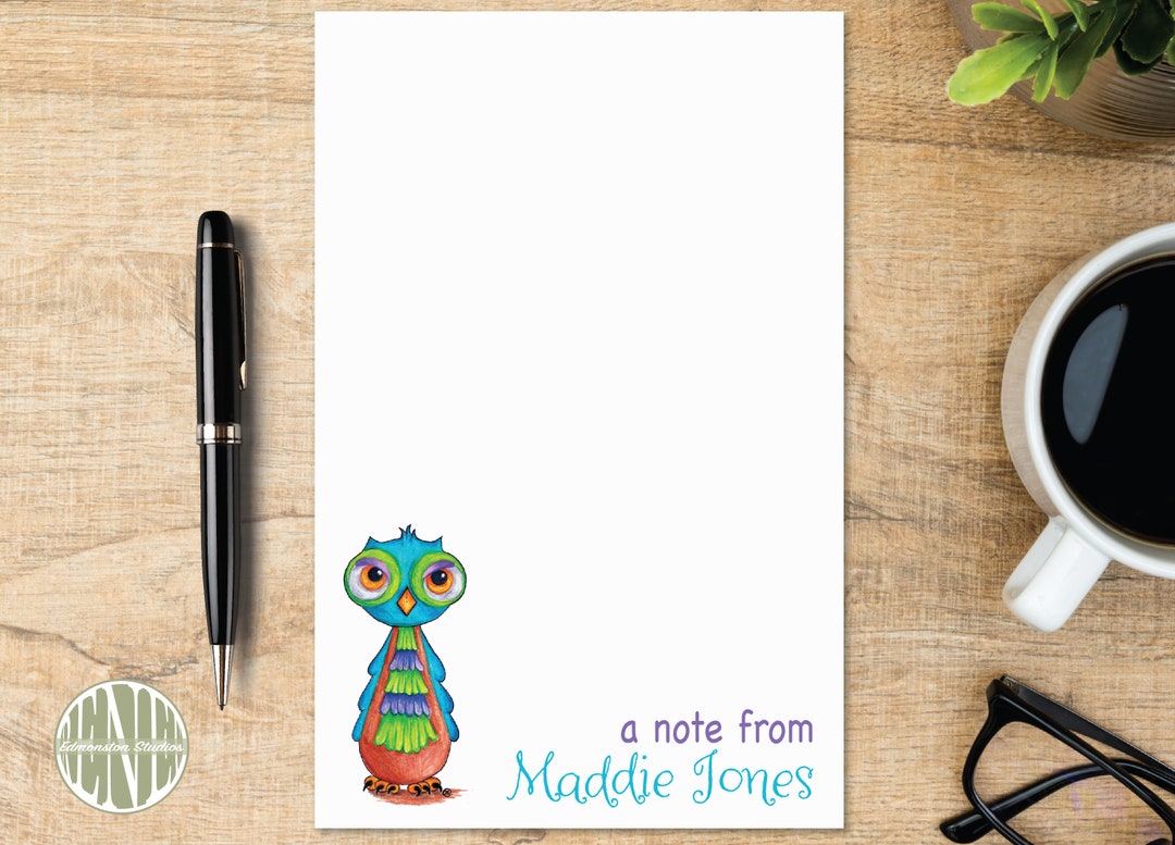 Personalized Owl Notepad, Woodland Vibes Notepad, Writing Paper ...