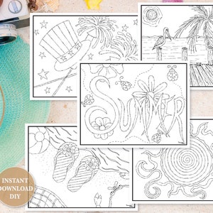 SUMMER SEASON Coloring Pages, 5 Coloring Sheets, Printable, Hand ...