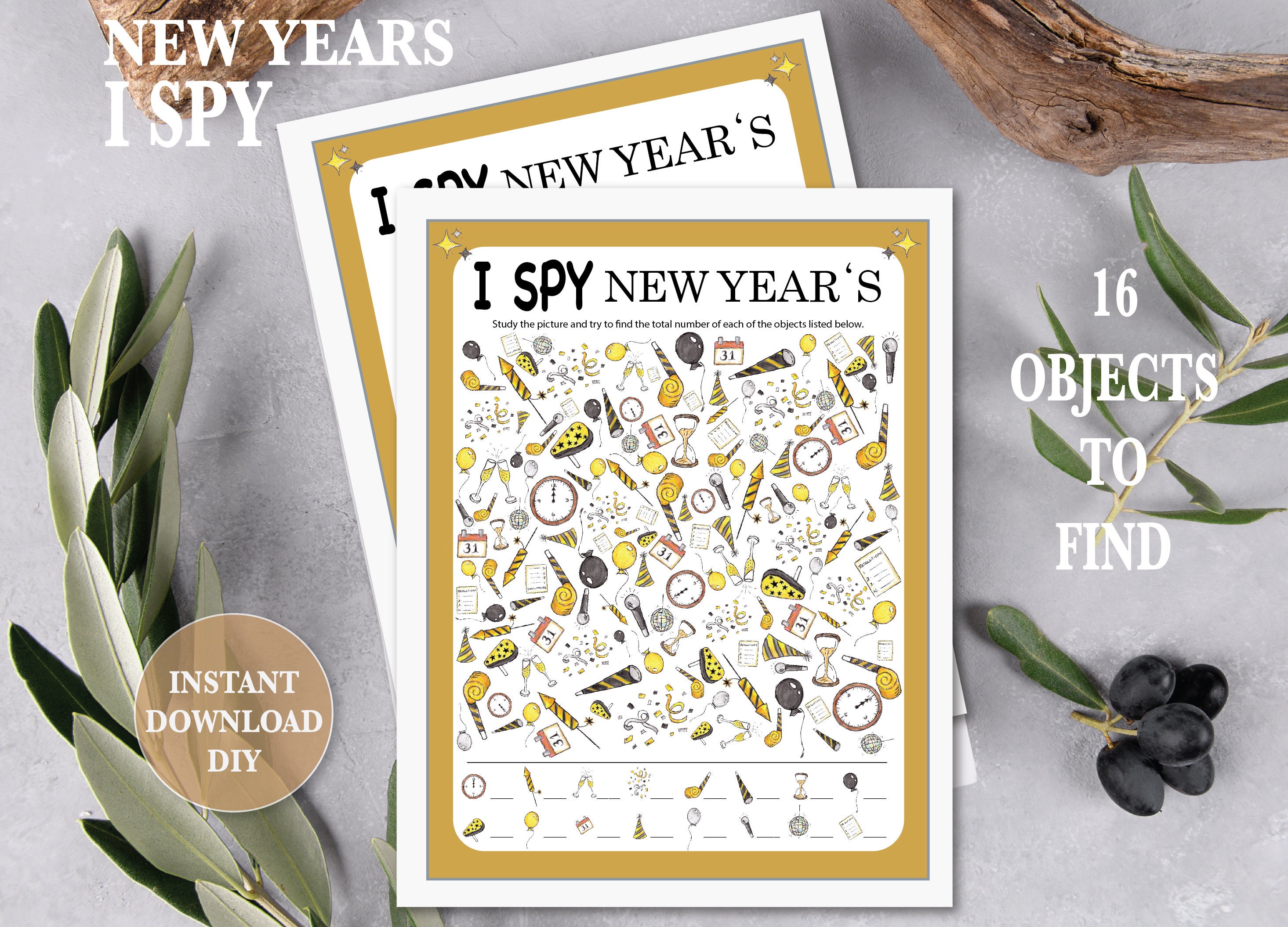 I SPY New Year's Eve Printable Puzzle Game Activity Look - Etsy