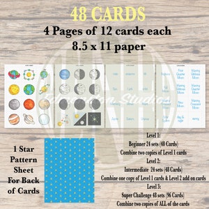 Printable Solar System Concentration Memory Match Card Game, Earth ...