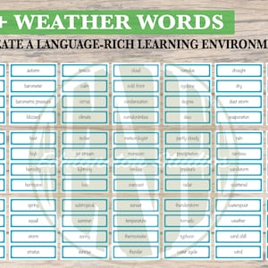 Weather Word Wall Cards 80+ Printable Earth Science Vocabulary Bulletin ...