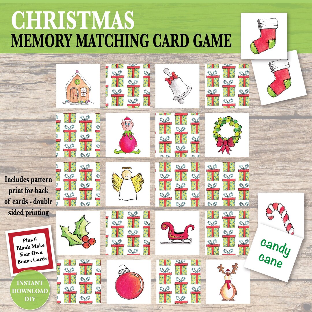 Printable Christmas Concentration and Memory Match Card Game. Memory ...