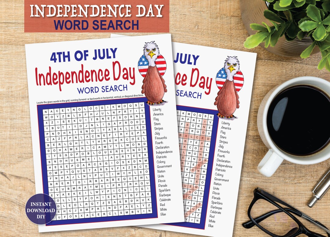 Fourth of July Word Search Find Fun Printable Game July 4th ...