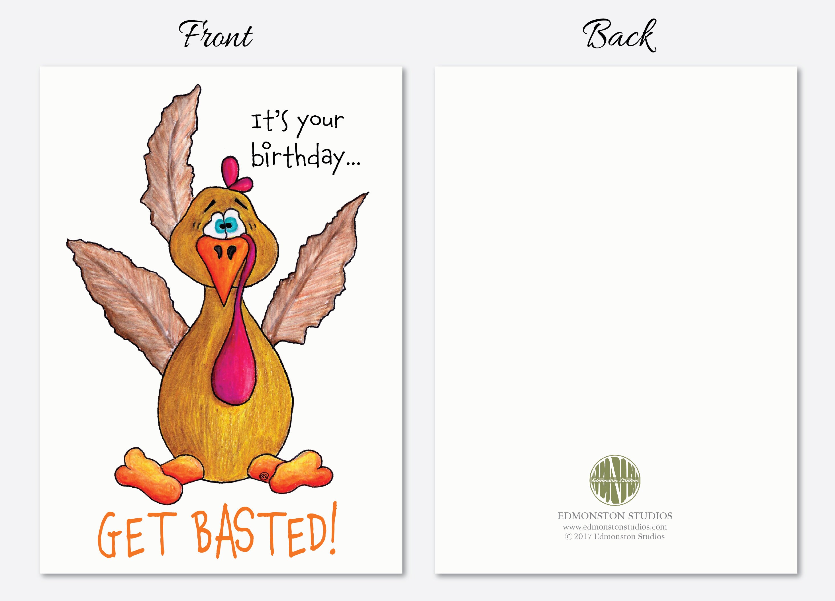 Thanksgiving Birthday Card Turkey Funny Greeting Card Cute - Etsy