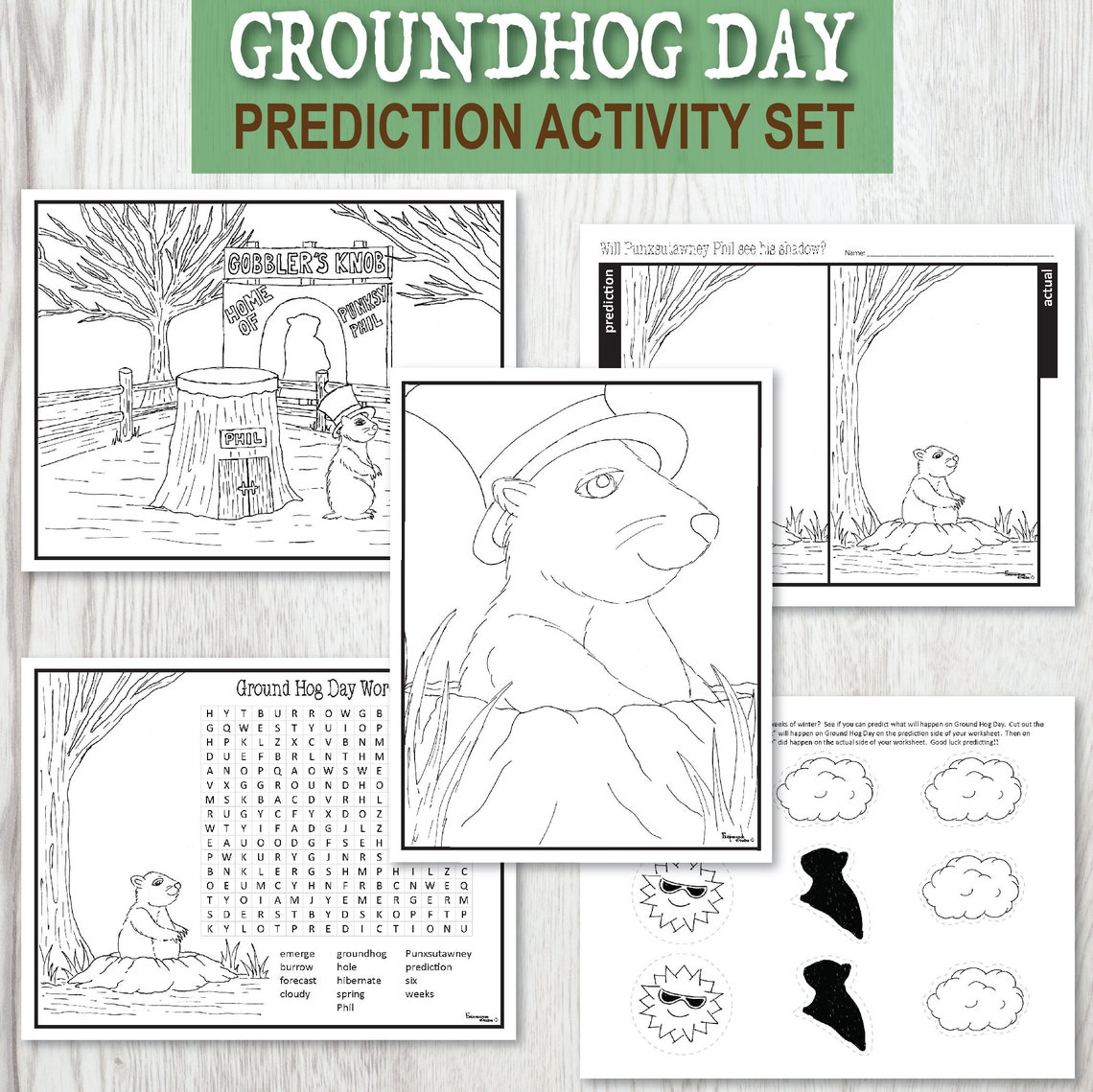 Groundhog Day Fun, Printable, Groundhog Shadow Prediction, Word Search ...