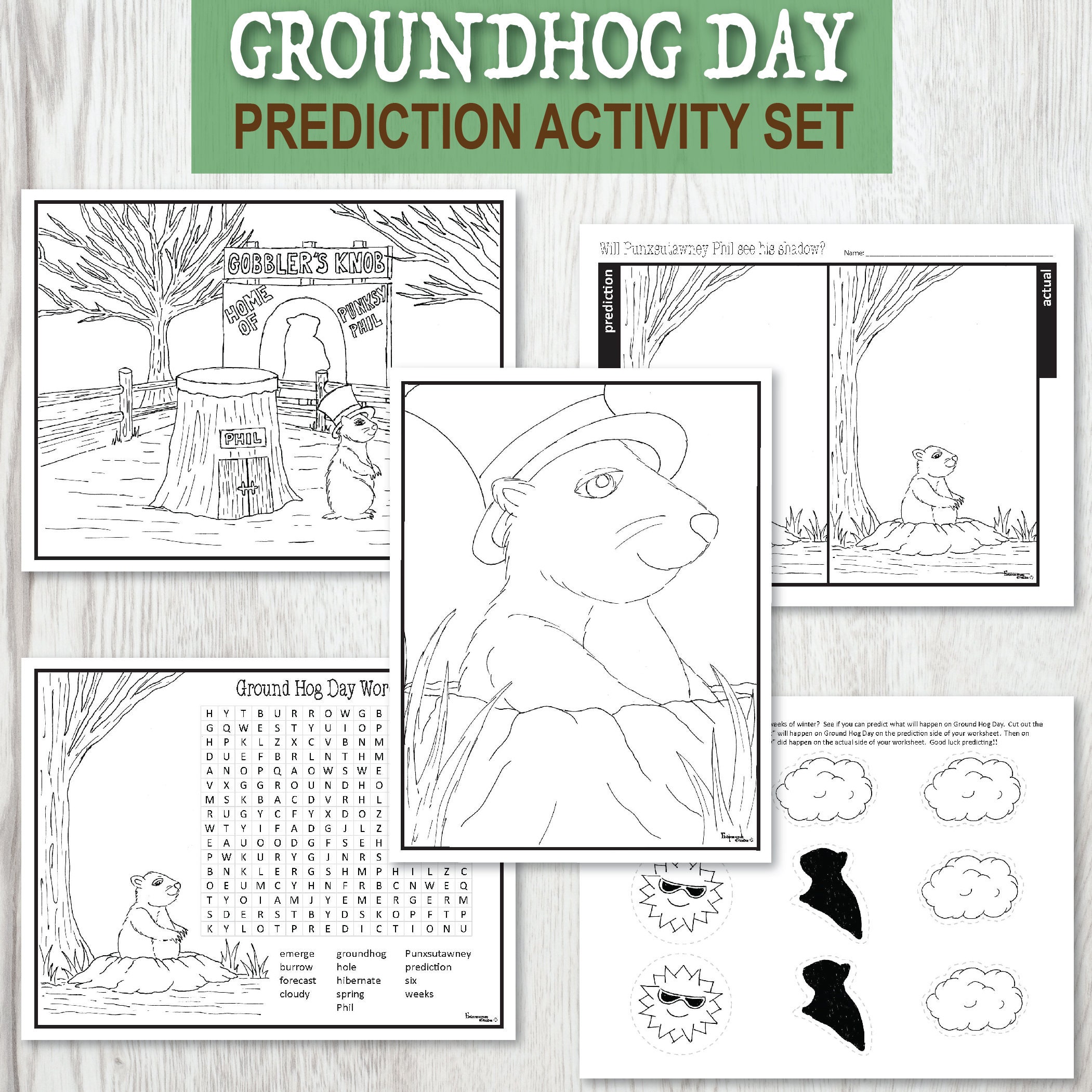 Groundhog Day Fun, Printable, Groundhog Shadow Prediction, Word Search ...