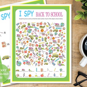 I SPY Back to School Printable Beginning of School Puzzle Game Summer ...