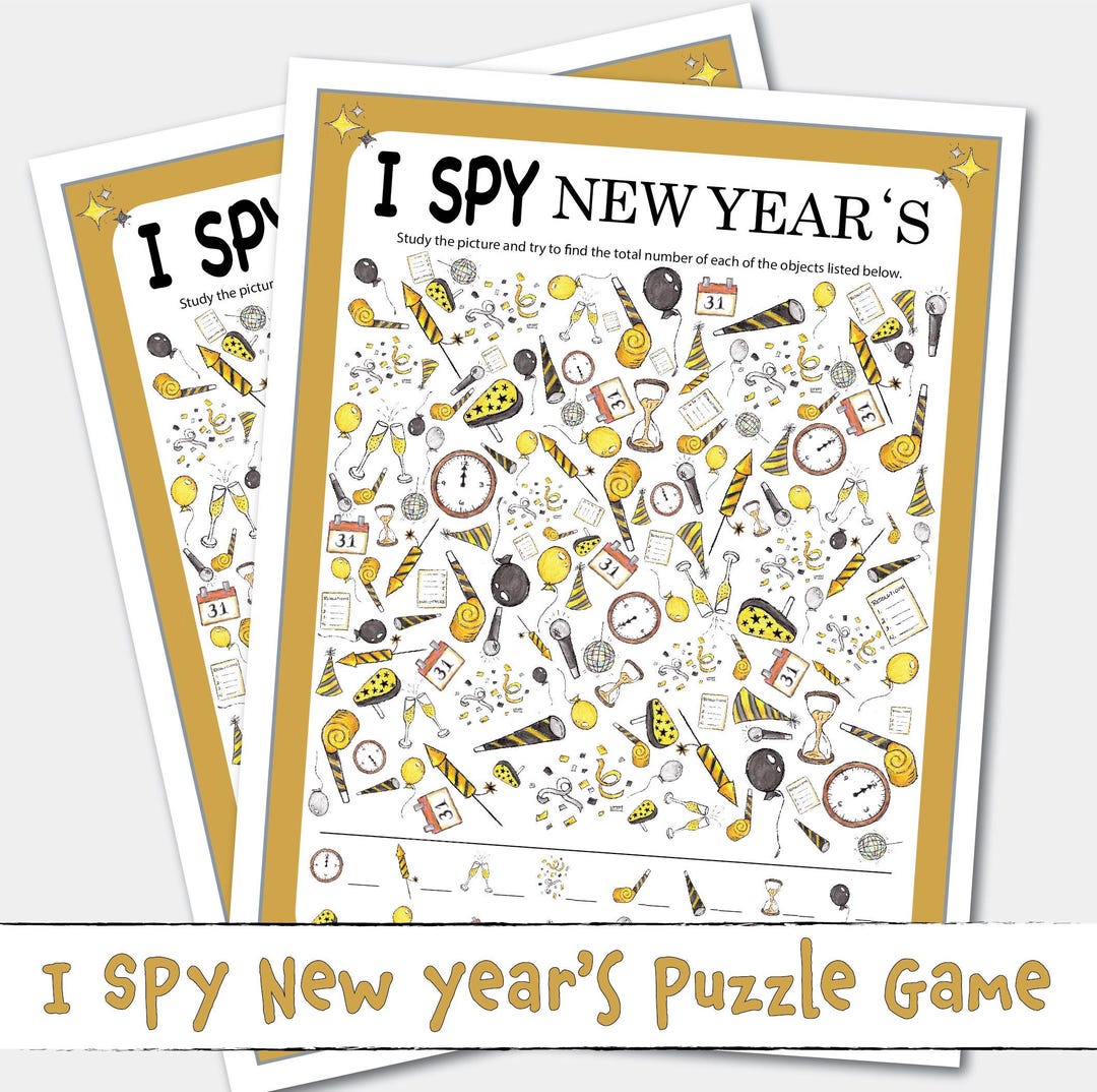 I SPY New Years Printable Puzzle Game Activity - Etsy