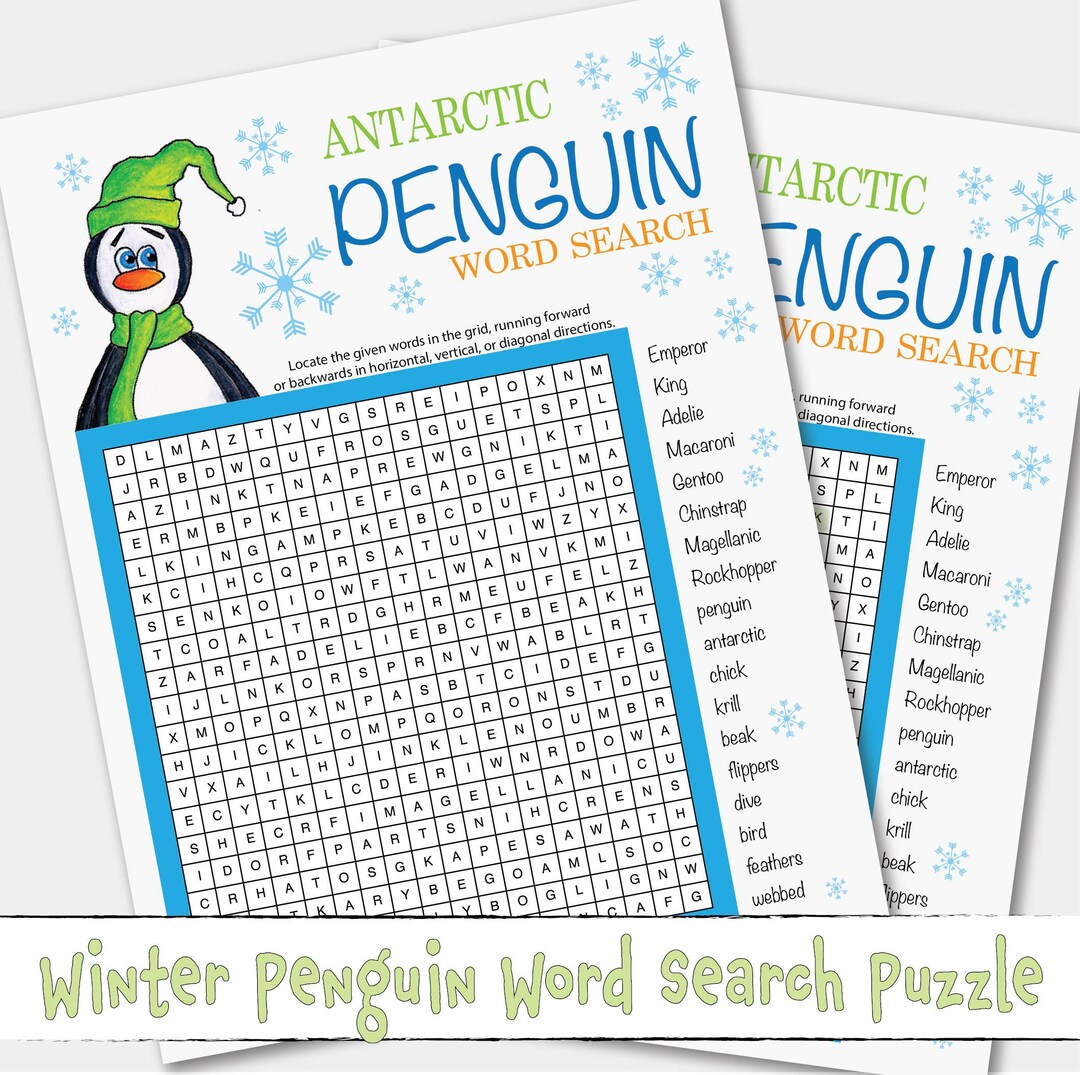 Penguin Antarctic Winter Word Search Look and Find Puzzle Game Activity ...