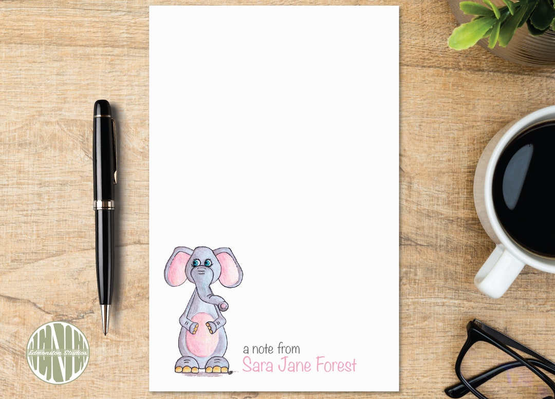 Personalized Elephant Notepad, Safari Vibes Notepad, Writing Paper ...