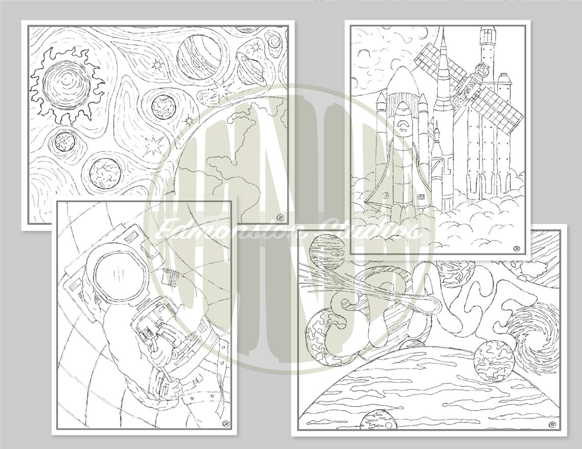 Solar System Planets Space Coloring Pages, 4 Coloring Sheets, Printable ...