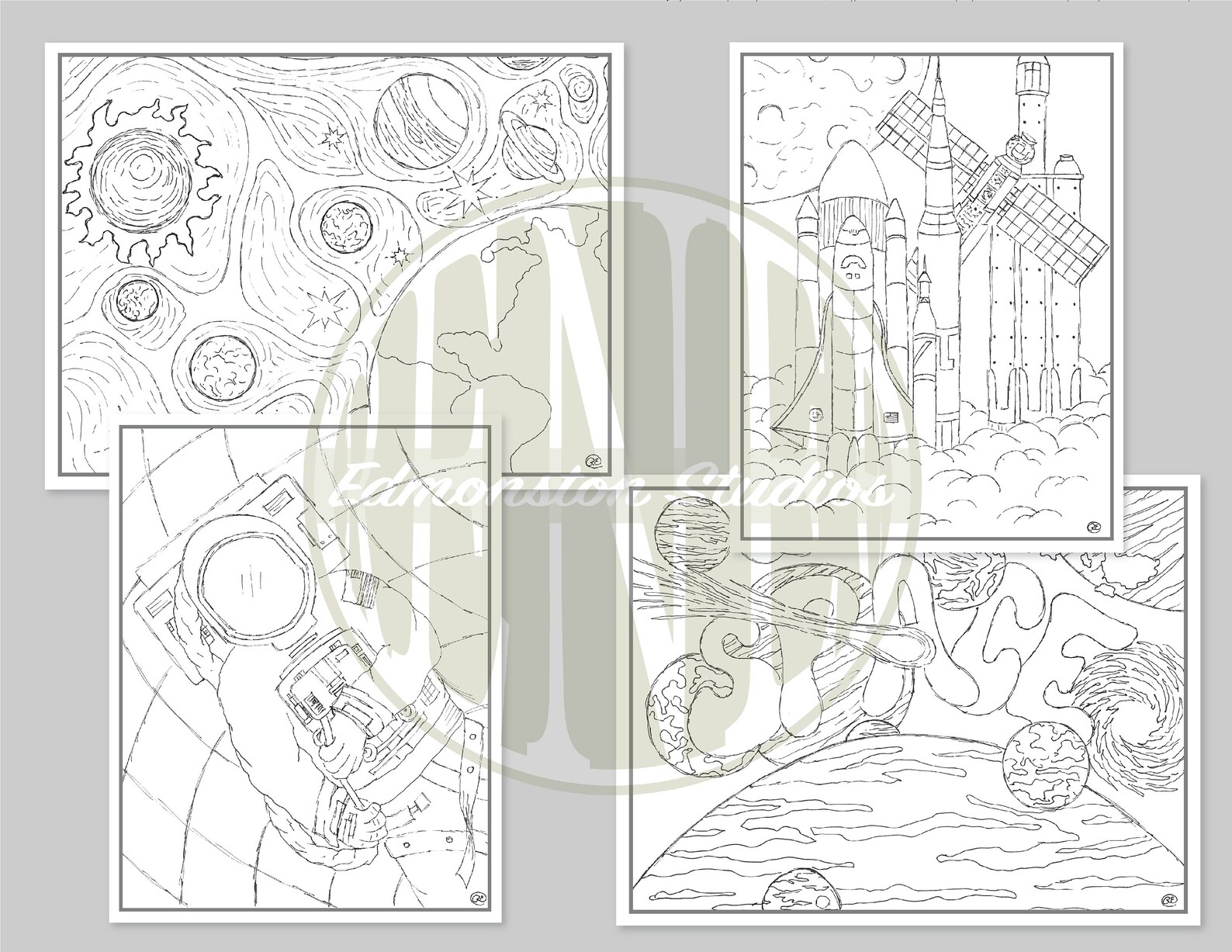 Solar System Planets Space Coloring Pages, 4 Coloring Sheets, Printable ...