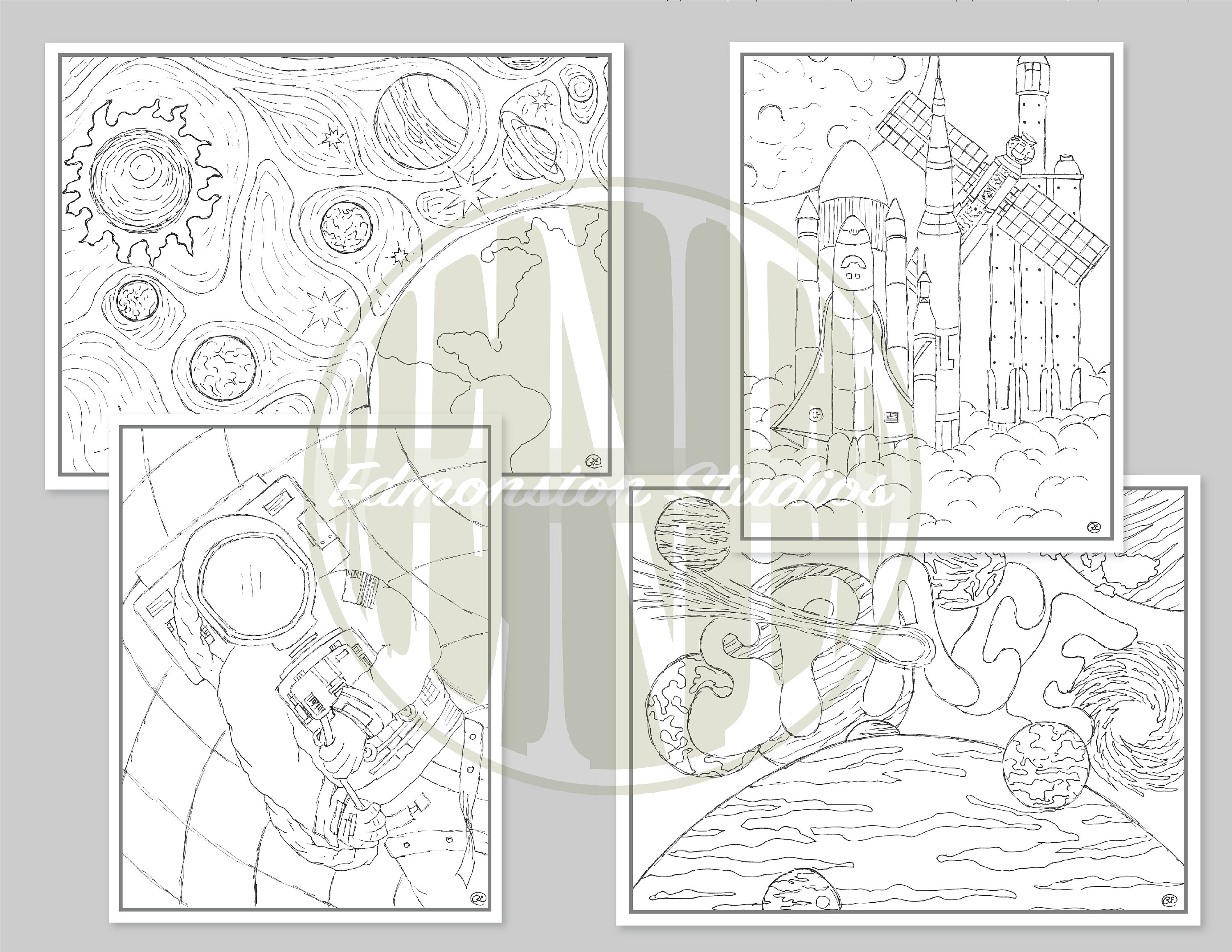 Solar System Planets Space Coloring Pages, 4 Coloring Sheets, Printable ...