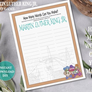 Martin Luther King Jr. How Many Words Puzzle Game Printable MLK Game ...