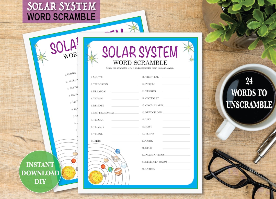 Solar System Word Scramble Planet Puzzle Space Word Game Printable ...