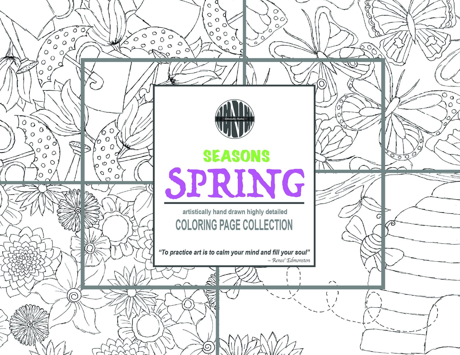 SPRING SEASON Coloring Pages 4 Coloring Sheets Printable - Etsy
