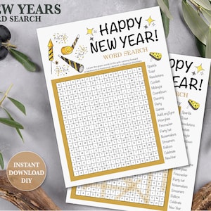 Happy New Year Word Search Find Fun Printable Game 2023 New Year's ...
