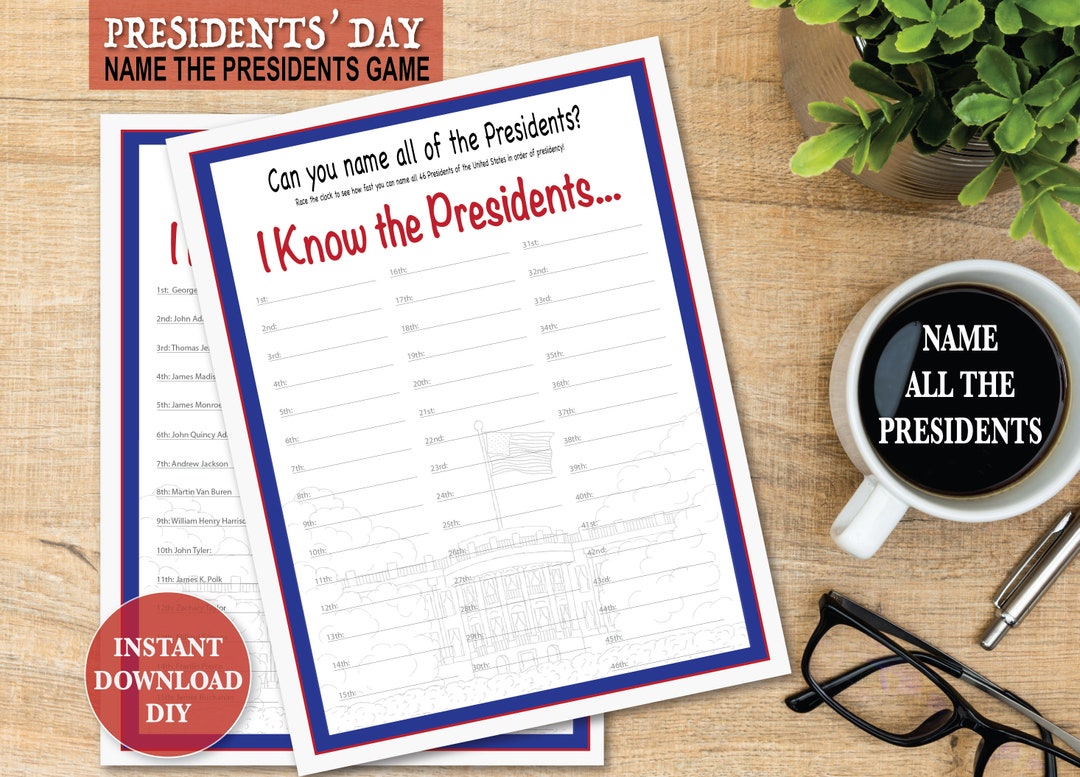 Presidents Day Name All the Presidents Puzzle Word Game Printable Game ...