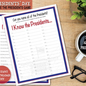 Presidents Day Name All the Presidents Puzzle Word Game Printable Game ...
