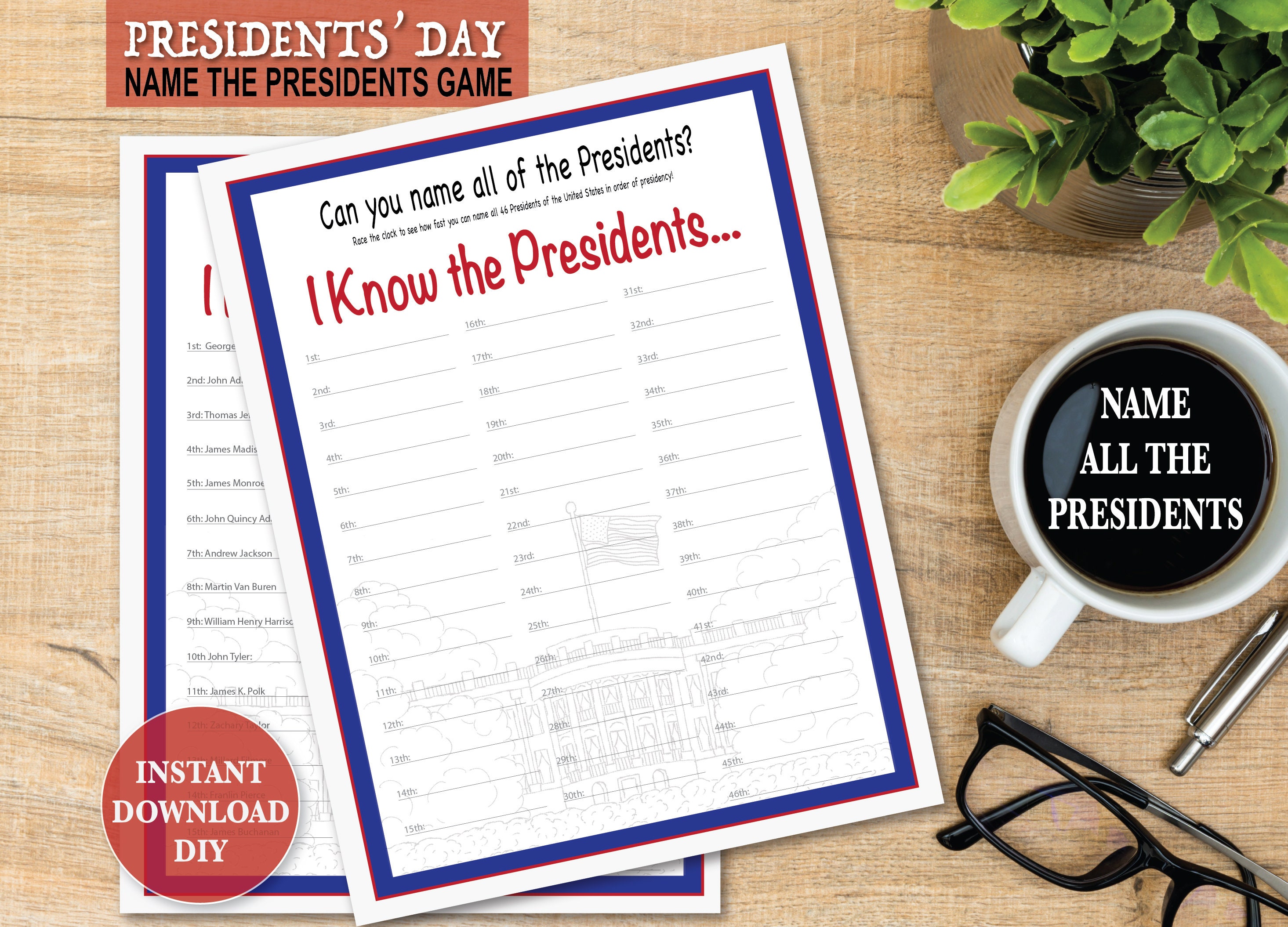 Presidents Day Name All the Presidents Puzzle Word Game Printable Game ...