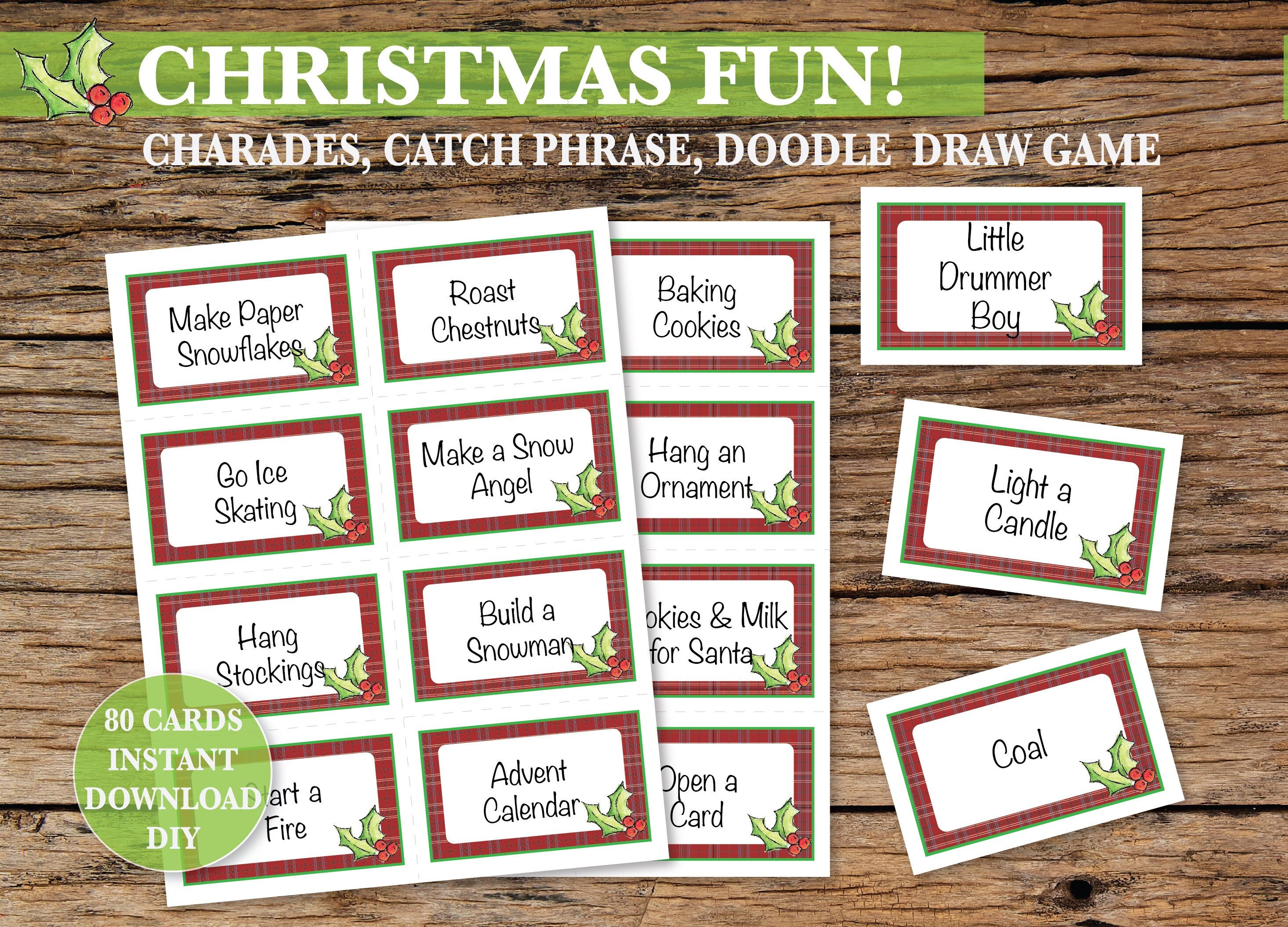 Christmas Charades, Pictionary, Catchphrase Games Printable Fun Game ...