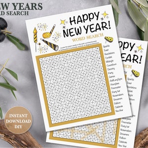 New Year's Game Bundle, Printable Activities, Games. Puzzles Instant ...