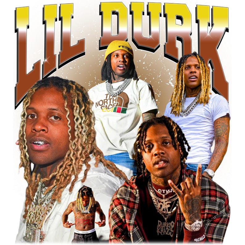 Lil Durk T-shirt Design: Retro 90s Hiphop Bootleg (PNG Digital Download ...