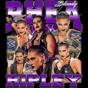 RHEA RIPLEY T Shirt Design. Png Digital 4500x5100 Px. WWE, Boxer, Retro ...