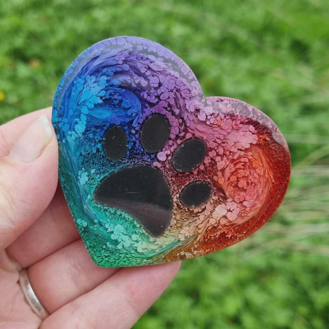 Custom Epoxy Pet Memorial | Resin Paw Print Keepsake With Ashes or Fur ...