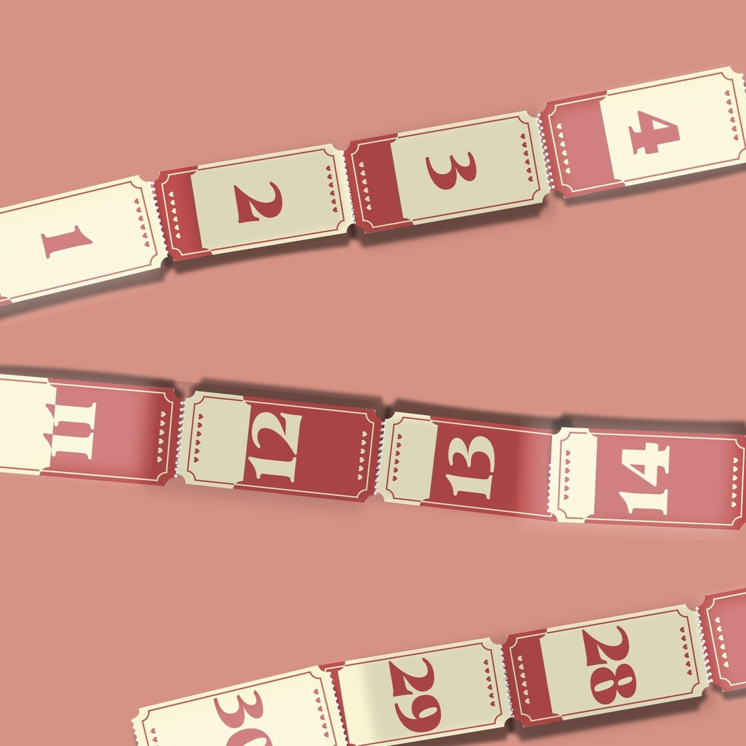 Cutesy Aesthetic Countdown Tickets – Printable 30-day Countdown for ...