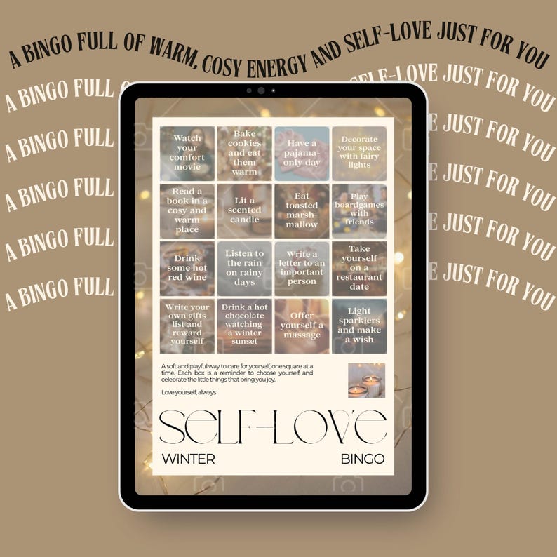 Summer & Winter Self-love Bingo | Printable Wellness Challenge ...