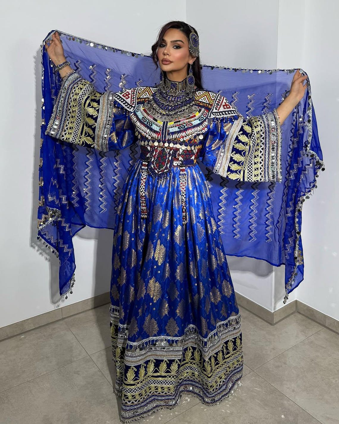 Elegant Afghan Blue Bridal Dress – Traditional Charm With Modern Grace ...