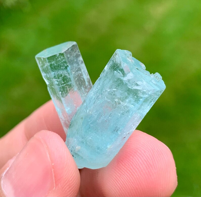 Double Terminated Aquamarine Crystal With Schorl, Skardu Pakistan - Etsy