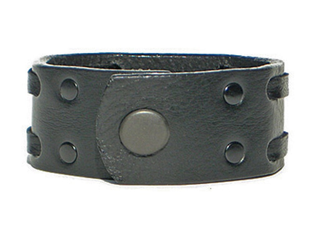 BLACK Leather Wristband, 1.25 Wide, Double Weave Design - Etsy