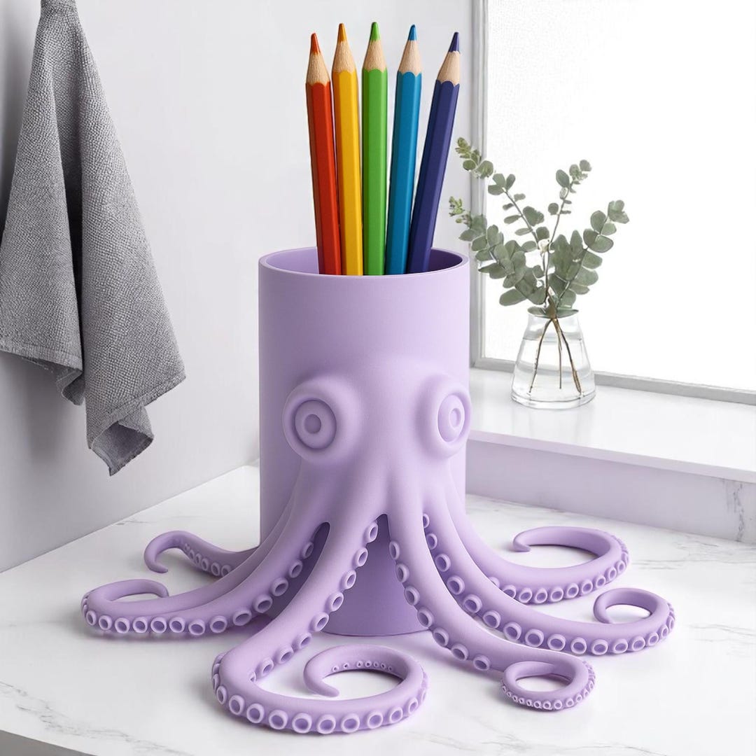 3D Printed Octopus Toothbrush Holder, Unique Tentacle Design for ...
