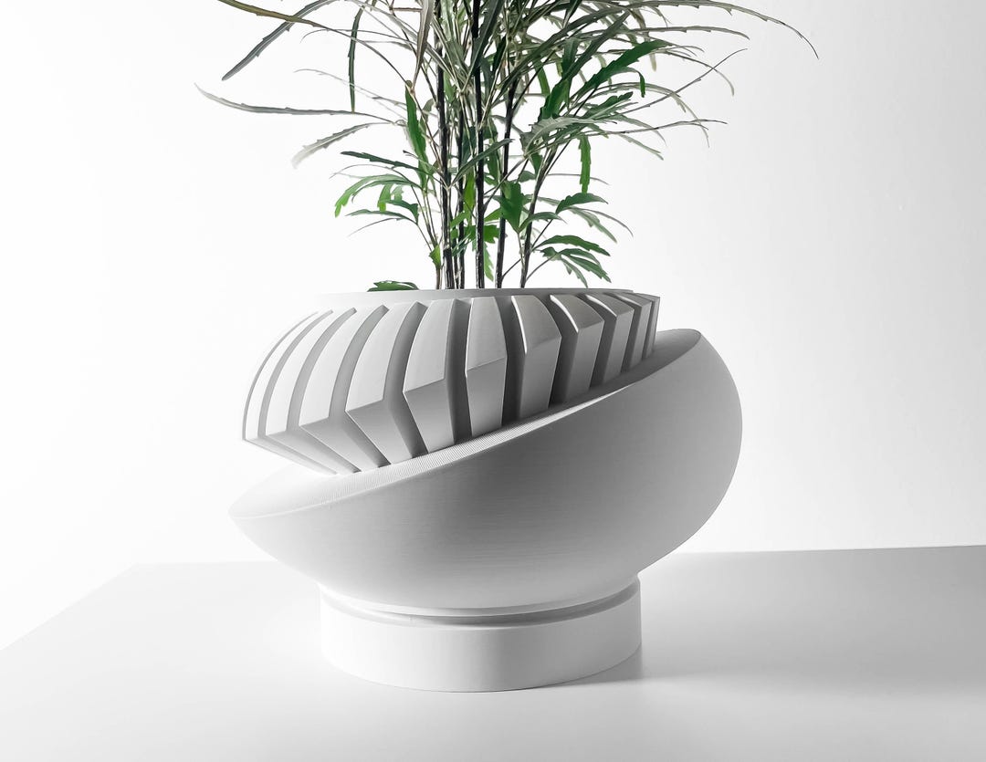 3D Printed Planter – Modern Architectural White Plant Pot for Indoor ...