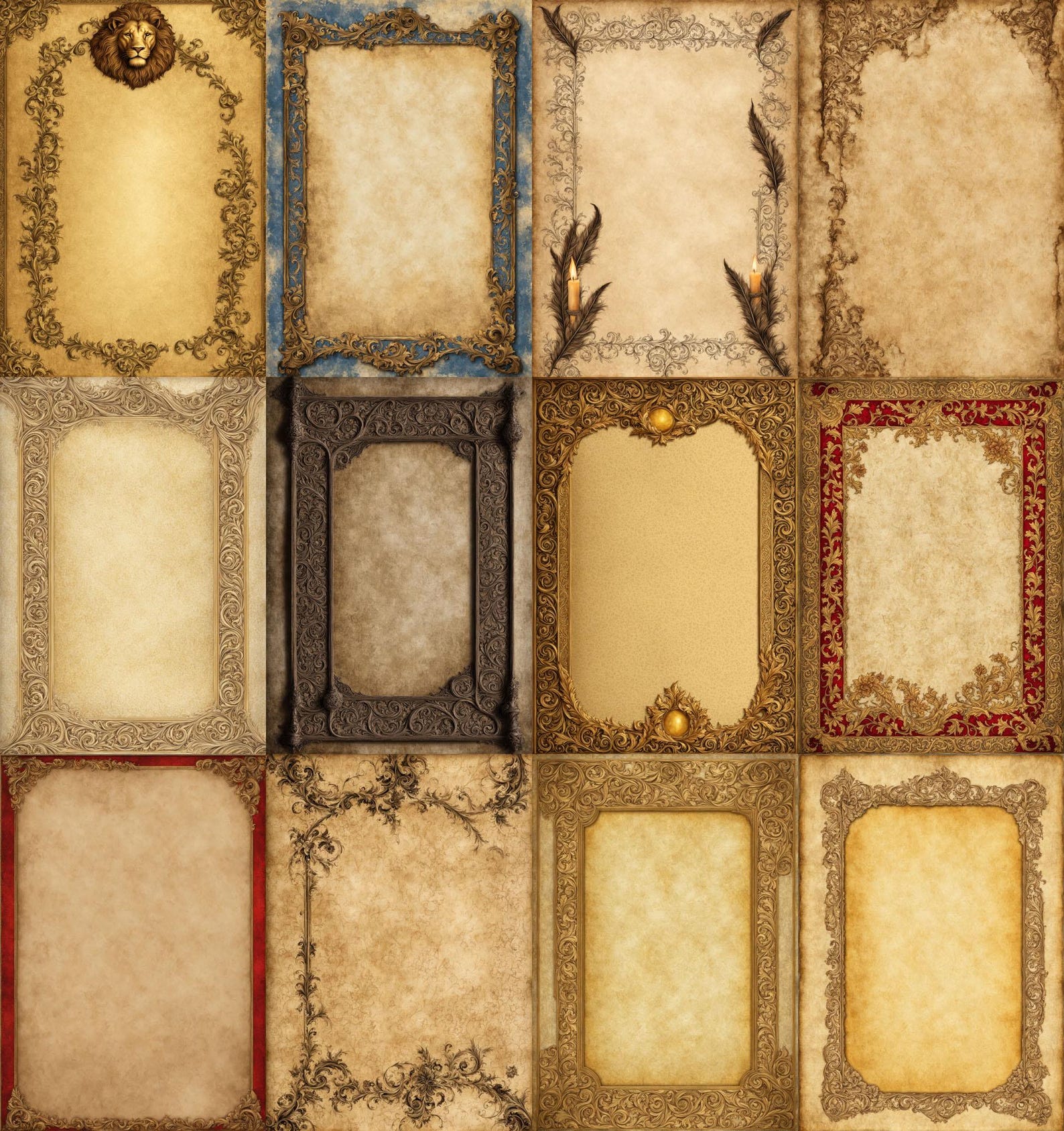 Medieval Scrolls Printable Paper – 24 Vintage A4 Pages, Ornamental ...