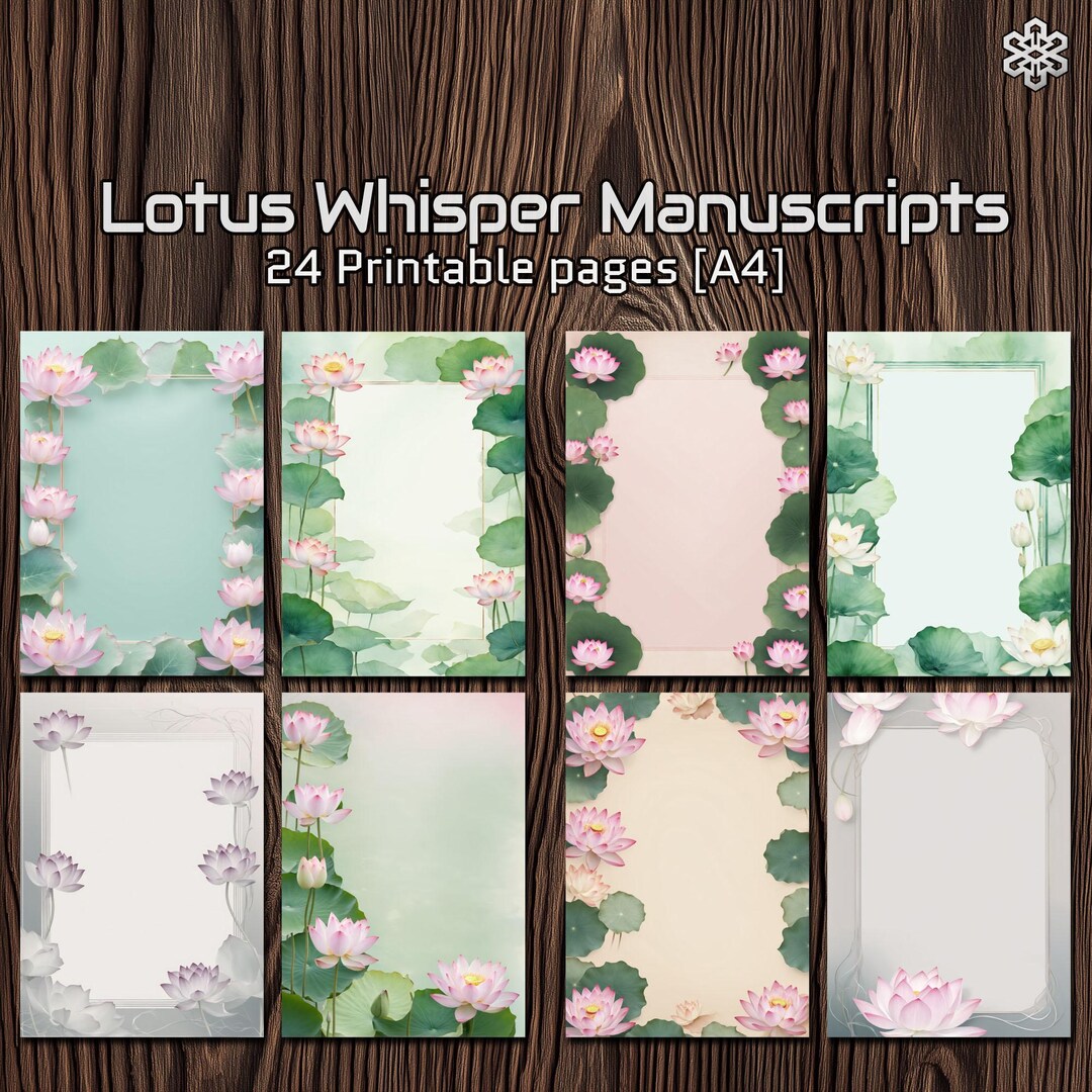 Lotus Whisper Manuscripts | A4 Printable Journal Pages | Lotus Flower ...