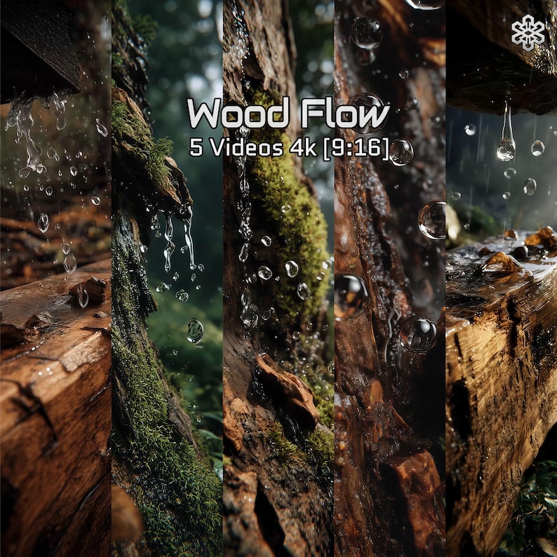 Wood Flow – 5 4K Vertical Videos of Water Dripping on Wood [9:16] - Etsy