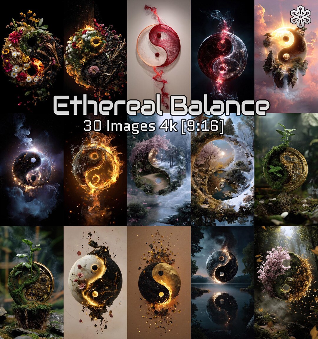 Ethereal Balance – 30 Yinyang Wallpapers | Zen 4K Art Pack [9:16] - Etsy