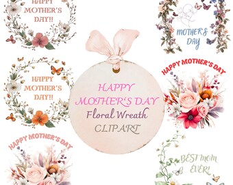 Watercolor Mother's Day Clipart, Happy Mother's Day Clipart, Floral ...