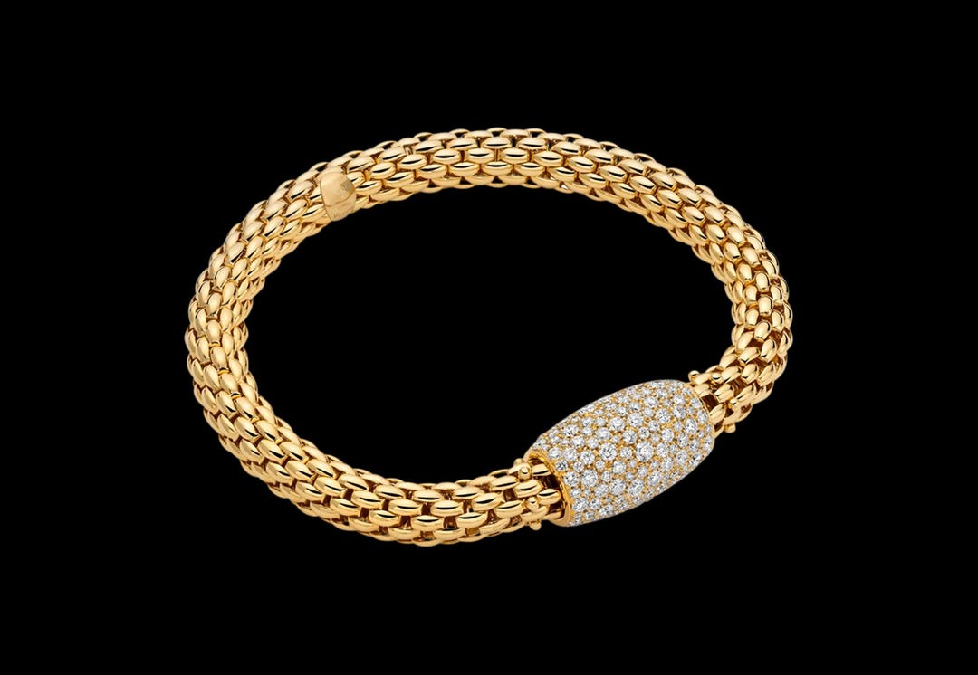 Luxury Diamond Mesh Bracelet | Handcrafted Gold Pave Bangle | Unique ...