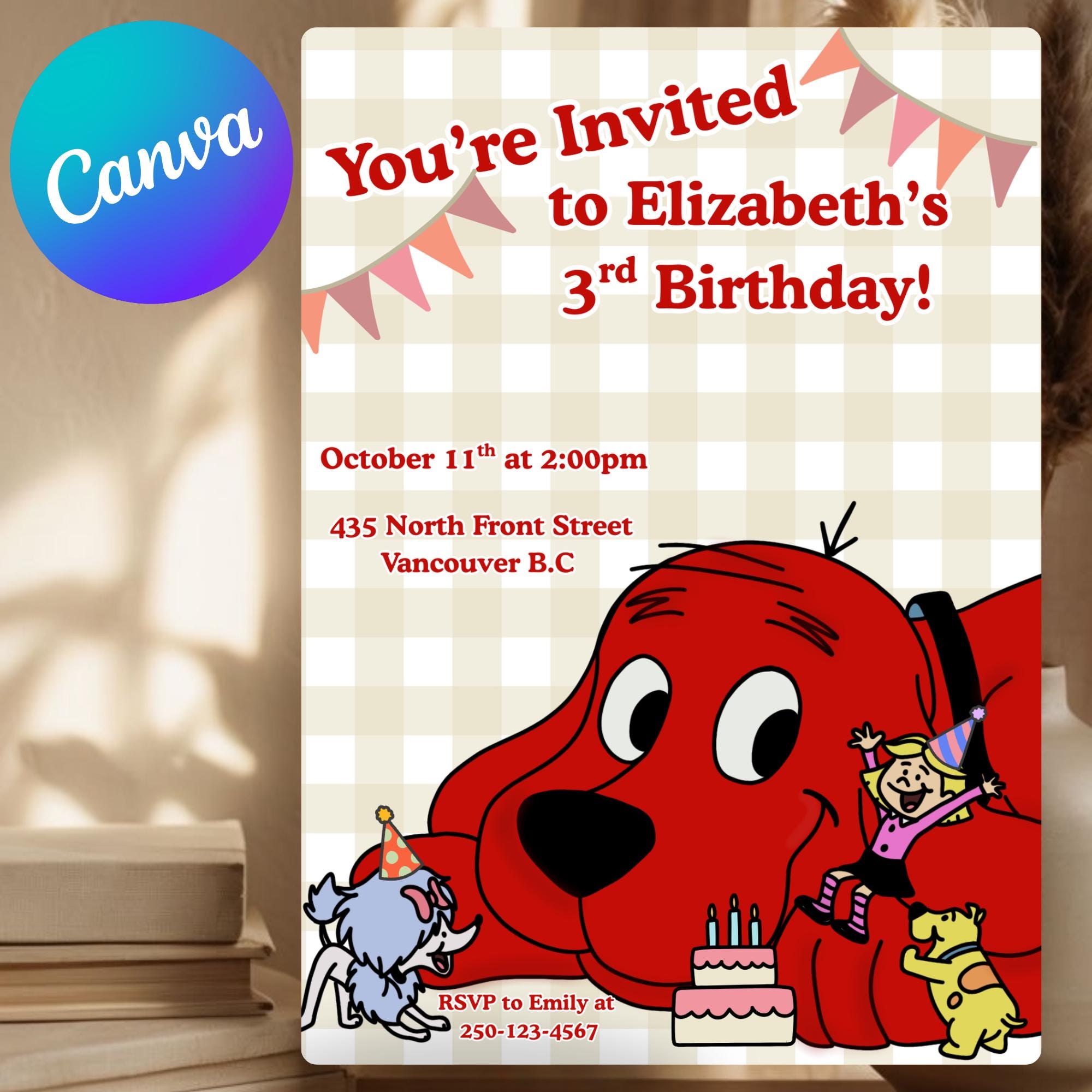 Clifford Party Invitation Template - Etsy