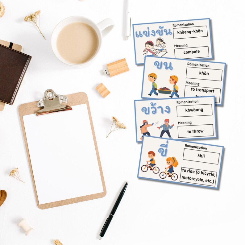 Thai Action Verbs Flashcards: Learn Thai With Romanization (digital ...
