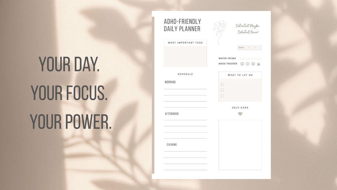 ADHD Daily Planner | Printable PDF | Neurodivergent-friendly Layout ...