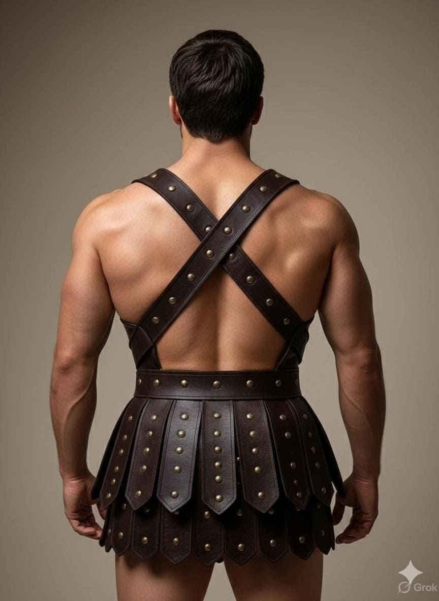 Handmade Leather Gladiator Kilt ,chest Harness Set for LARP, Cosplay ...