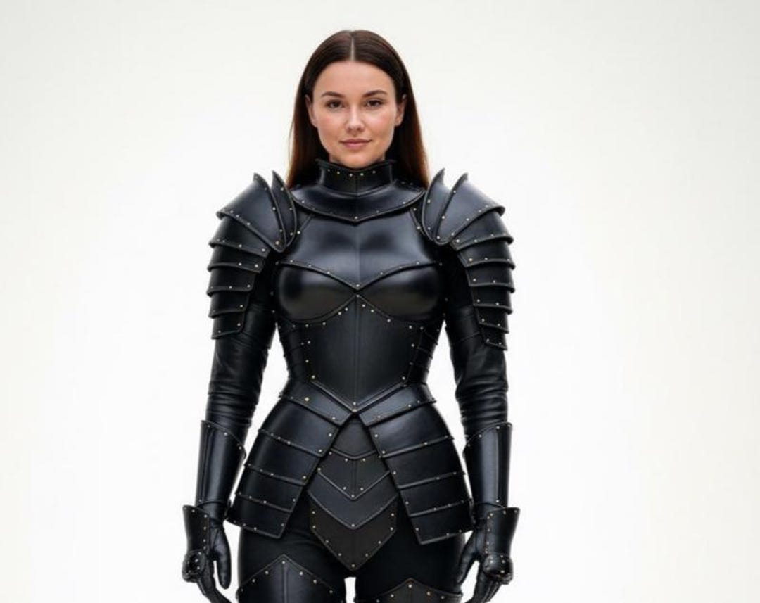Handmade Custom Black Leather Armor Cuirass for Women - Riveted Gothic ...