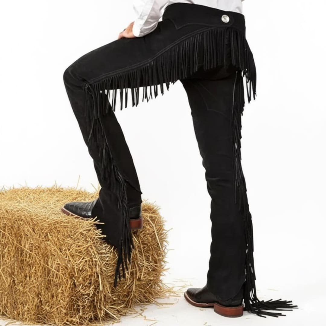 Vintage Suede Pants Trousers Western Fringe Chaps Men,women Straight ...