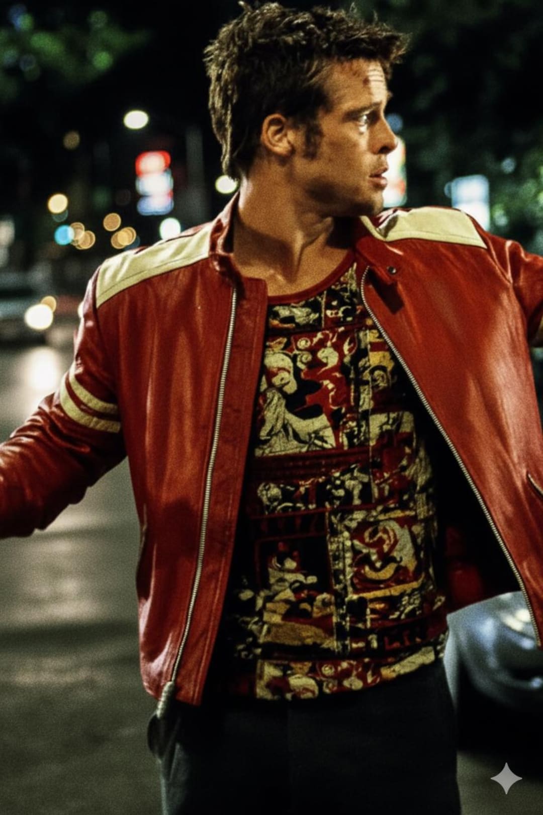 Tyler Durden Fight Club Leather Jacket: Retro Movie Costume,red Real ...